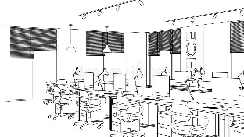 Openspace. Linear Sketch of the Interior Stock Illustration ...
