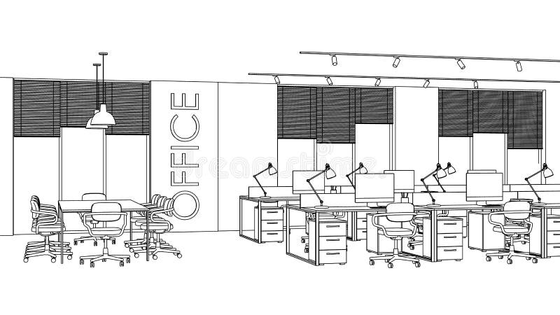 Openspace. Linear Sketch of the Interior Stock Vector - Illustration of ...