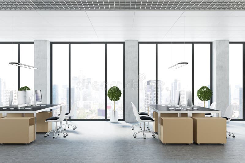 Openspace Sunny Office with Big Windows, Eco Style Furniture and ...