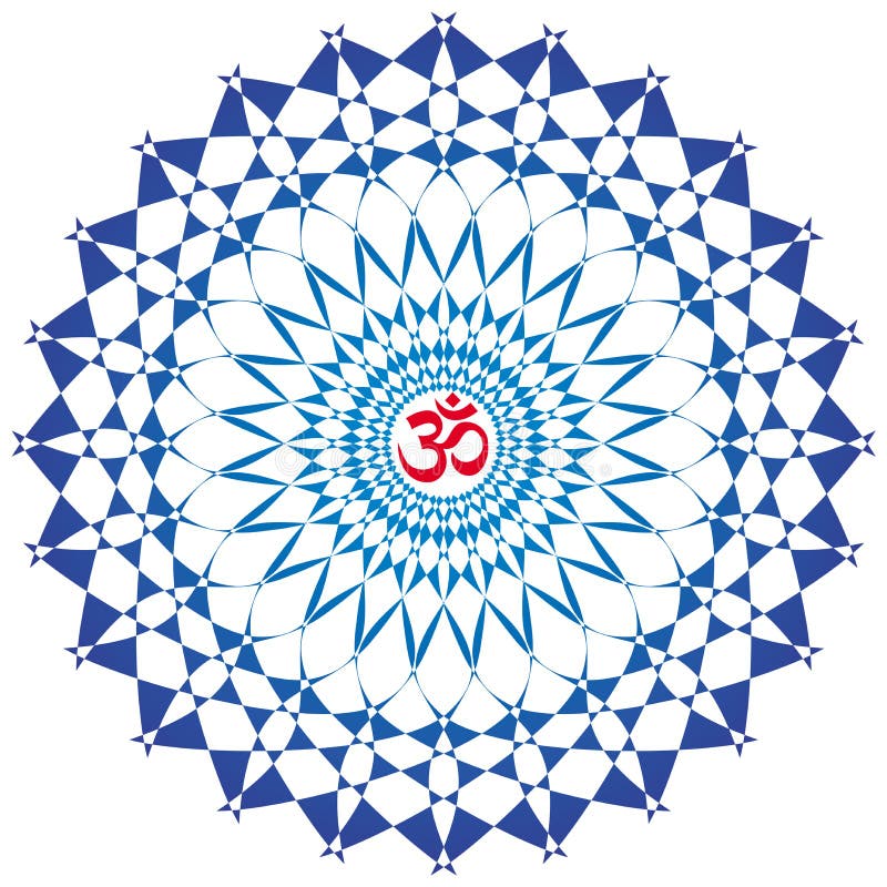 Openwork Elegant Mandala in Red, Orange and Yellow Colors. the Sign Aum ...