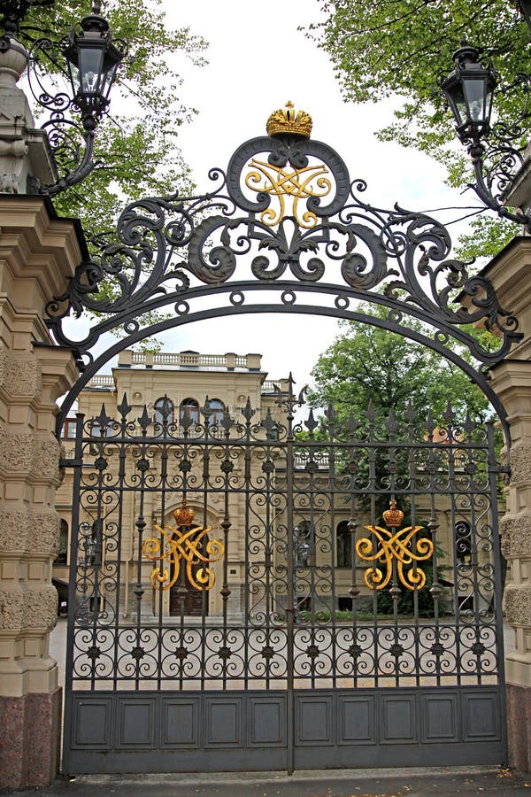 Openwork Gate with the Royal Monogram in St. Petersburg, Russia ...