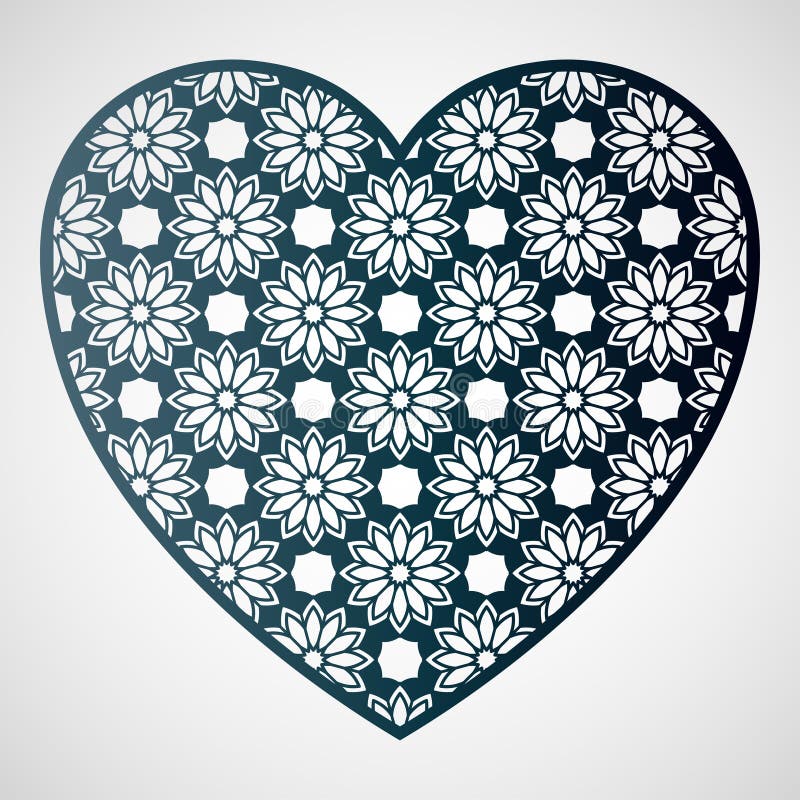 Openwork Heart with Floral Pattern. Laser Cutting Template. Stock ...