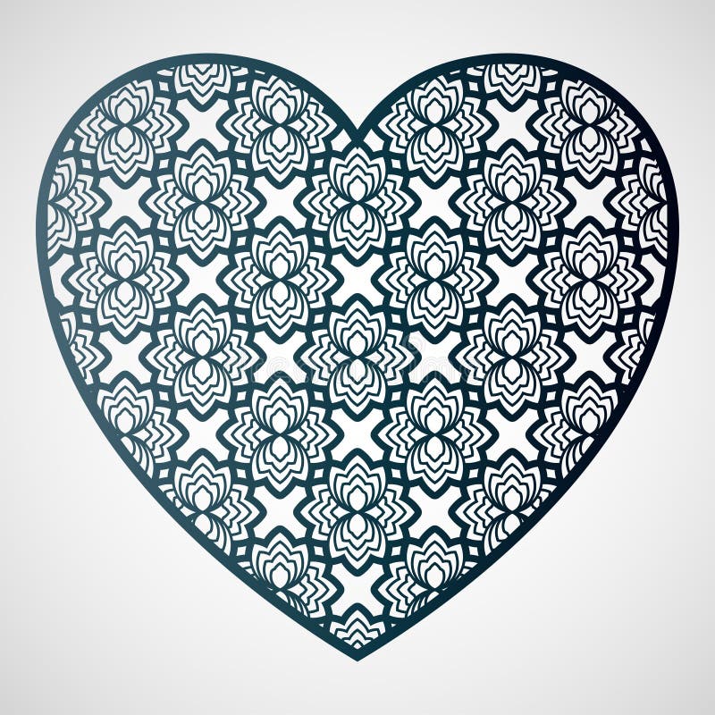 Openwork Heart with Floral Pattern. Laser Cutting Template. Stock ...