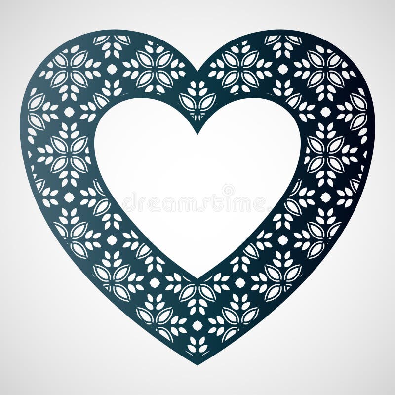 Openwork Heart with Floral Pattern. Vector Frame. Laser Cutting ...