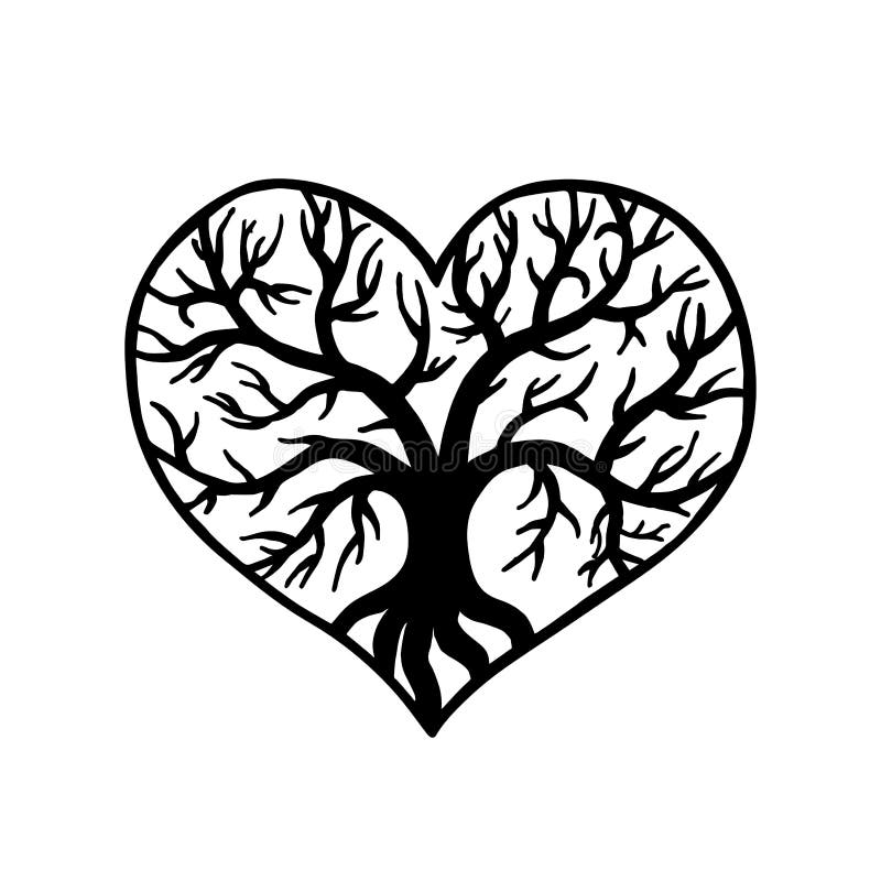 Openwork Heart with a Tree Inside. Laser Cutting Template Stock Vector ...
