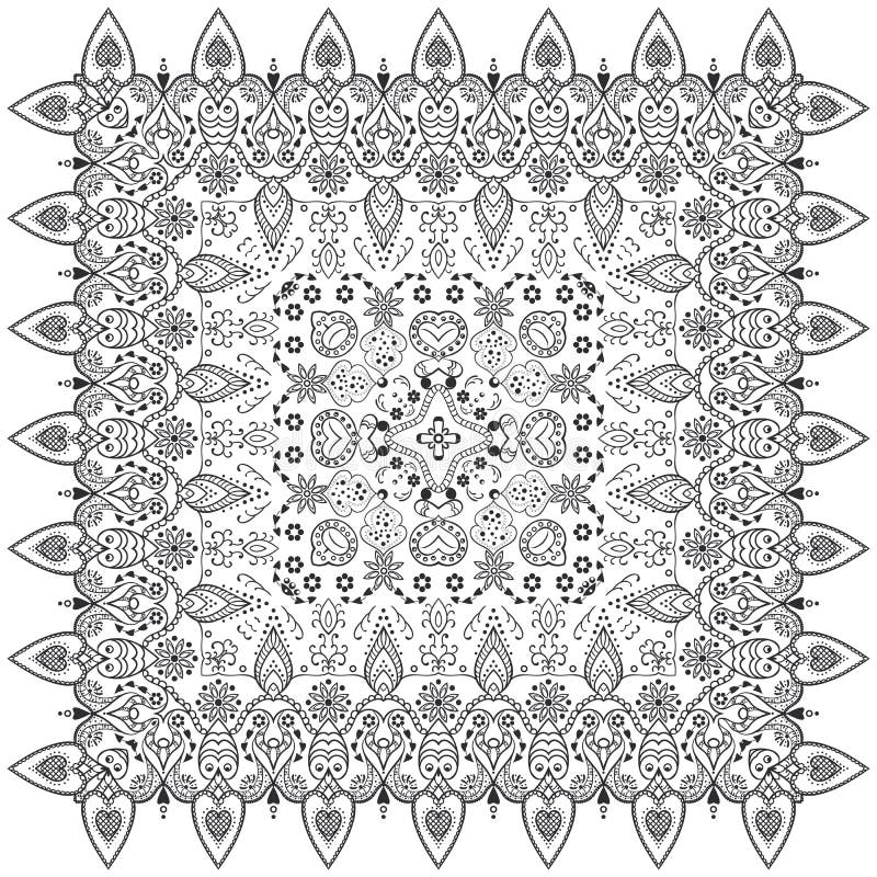 Openwork Monochrome Square Carpet for Coloring Book Stock Vector ...