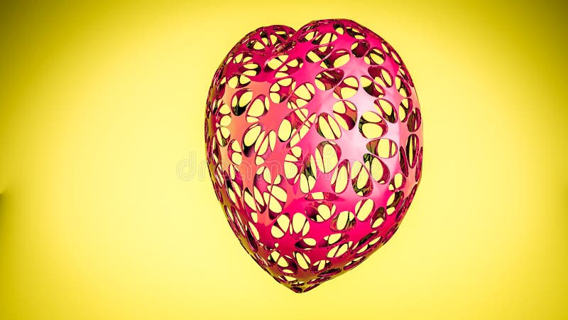 Three-dimensional Model of the Heart on a Yellow Background. 3D ...
