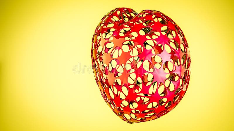 Three-dimensional Model of the Heart on a Yellow Background. 3D ...