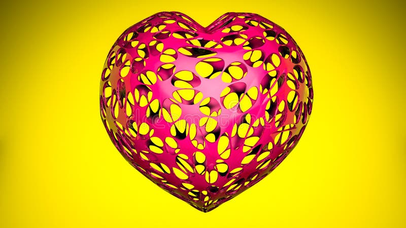 Three-dimensional Model of the Heart on a Yellow Background. 3D ...