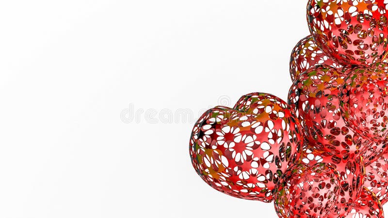 Three-dimensional Model of Hearts on a White Background. 3D Rendering ...