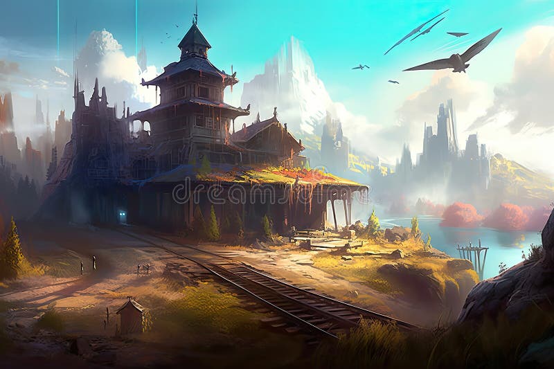 Openworld, Video Game Concept Art Stock Illustration - Illustration of ...