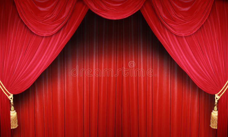 Large red curtain stage stock image. Image of movie, famous - 4214693