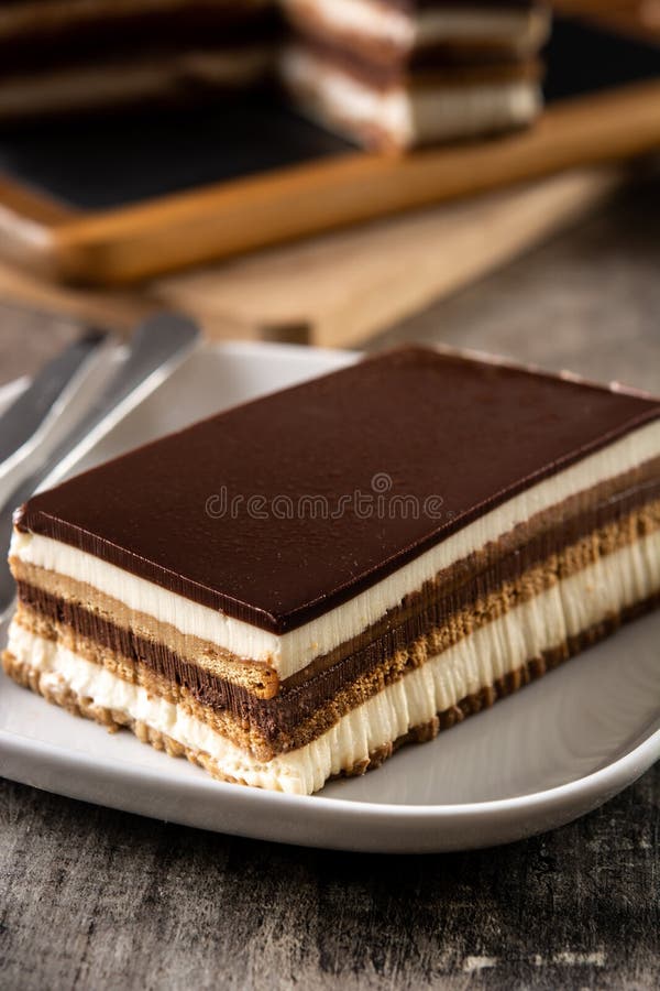 Opera cake dessert slice stock image. Image of dessert - 242999831