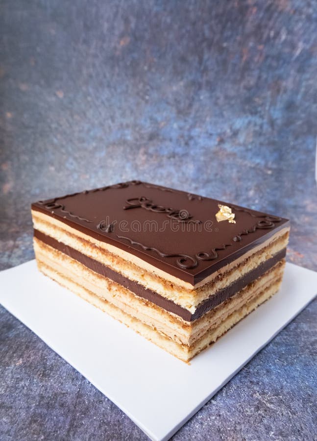Opera Chocolate Cake White Background Stock Photo - Image of chocolate ...
