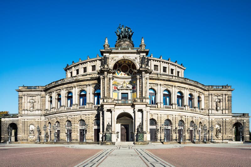Opera House and Theatre Square in Dresden Stock Image - Image of ...