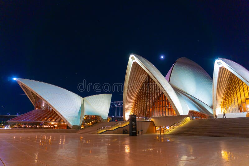 Opera House Night Lighting editorial stock image. Image of culture ...