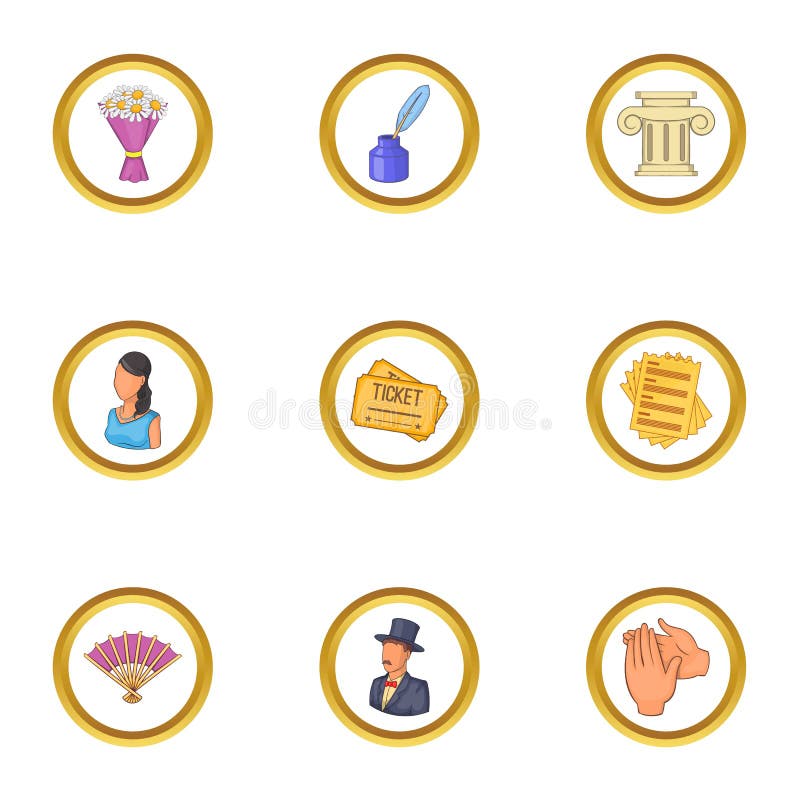 Opera Icons Set, Cartoon Style Stock Vector - Illustration of director ...