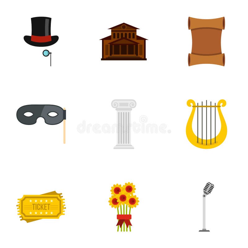 Opera Icons Set, Flat Style Stock Vector - Illustration of ...