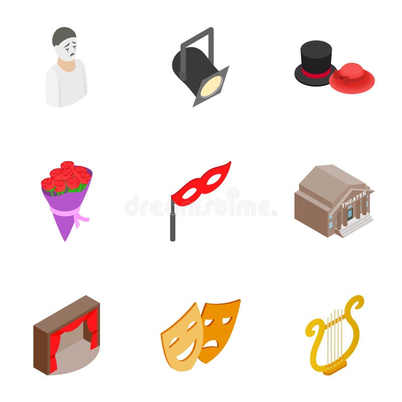 Opera Icons Set, Isometric 3d Style Stock Vector - Illustration of ...