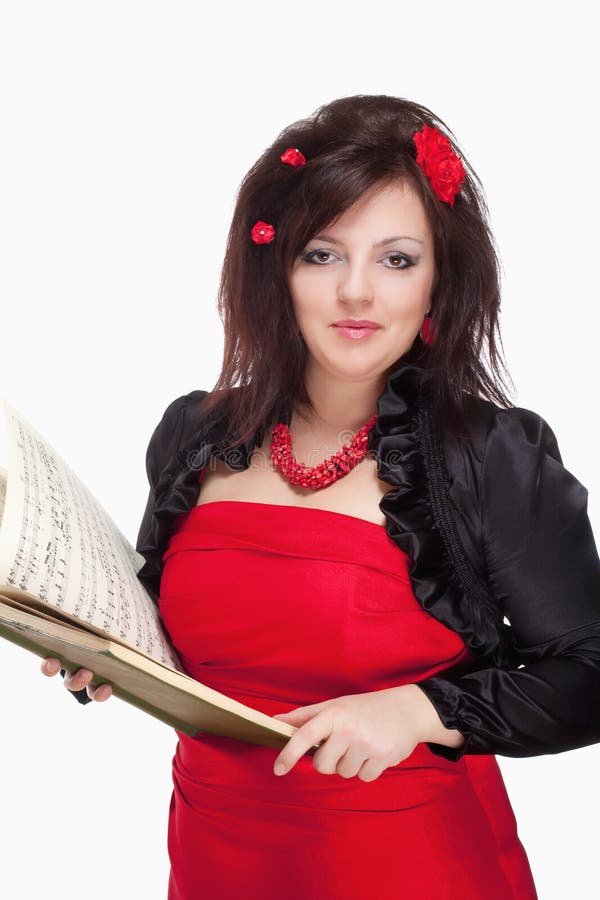 Opera Singer Singing in Her Stage Dress Stock Image - Image of sound ...