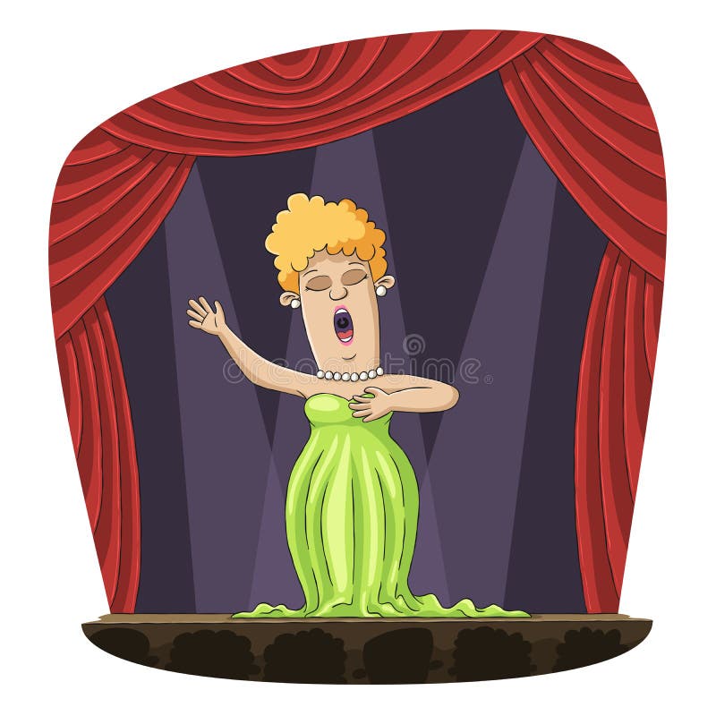 Opera Singer on Stage stock vector. Illustration of comic - 159796150