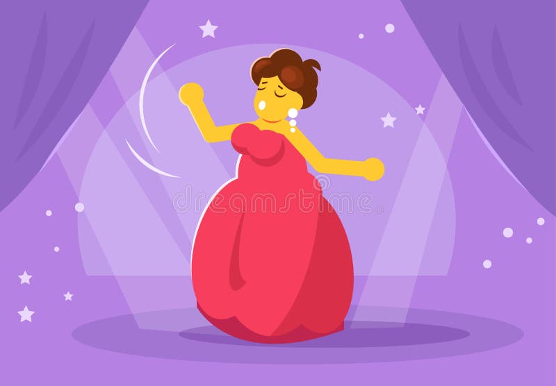 Opera Singer Vector. Cartoon. Isolated Art Woman Sing Stock Vector ...
