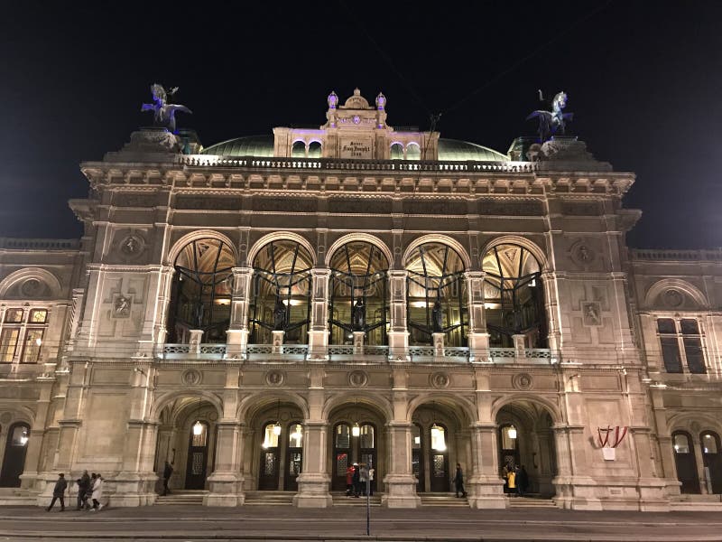 The Opera of Vienna by Night Editorial Stock Image - Image of bicycle ...