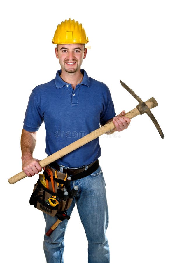 Operaio Con La Priorità Bassa Del Piccone Fotografia Stock - Immagine ...
