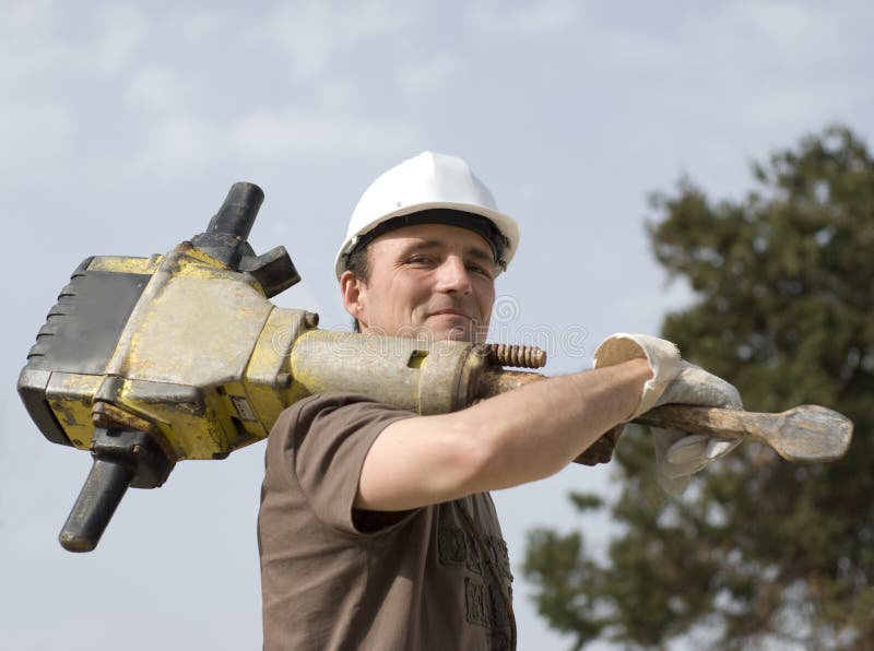 Lavoratore Felice fotografia stock. Immagine di rompersi - 4559956