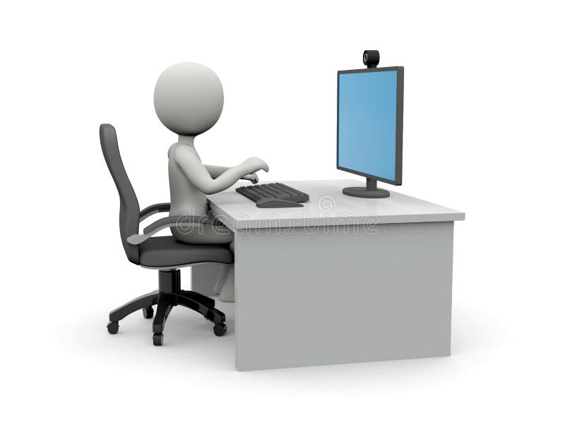 Operate the computer stock illustration. Illustration of desktop ...