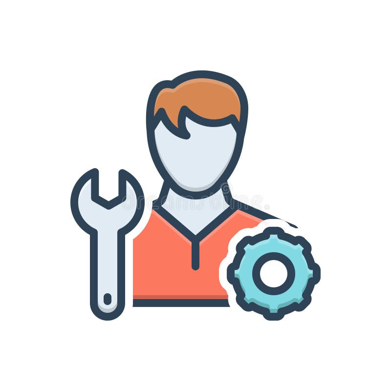 Color Illustration Icon for Operate, Wrench and Cogwheel Stock ...