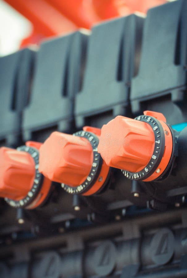 Operating Control Panels or Levers with Buttons in Forklift or Other ...