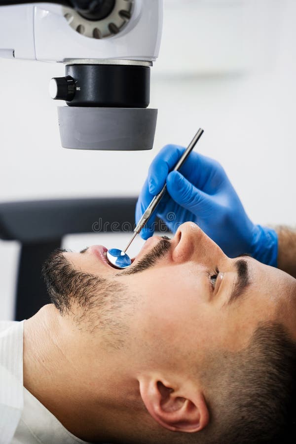 Operating Dental Digital Microscope Working Process. Dentist Uses ...