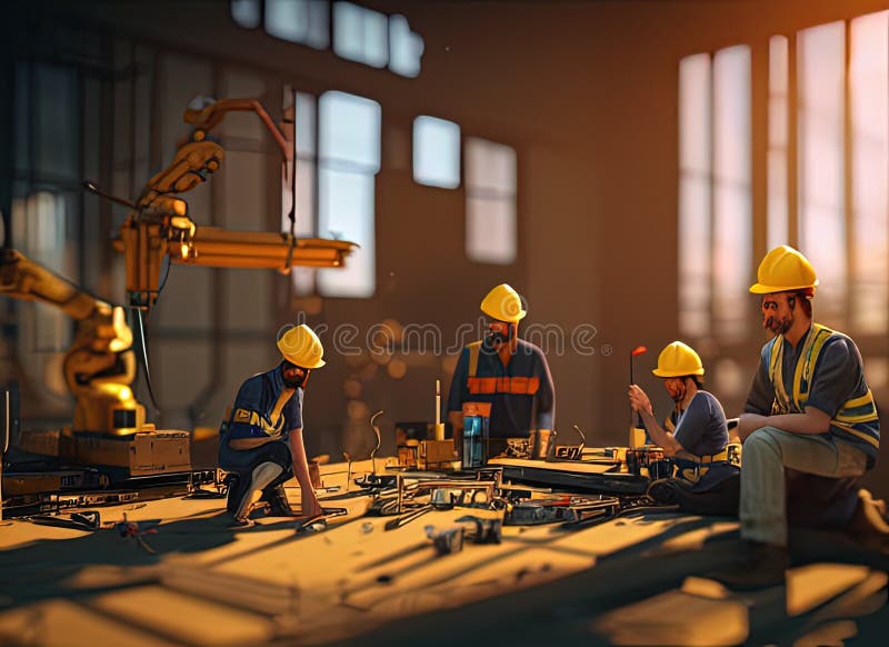 Operating Engineers Fictional Work Enviroment Scene. Stock Illustration ...