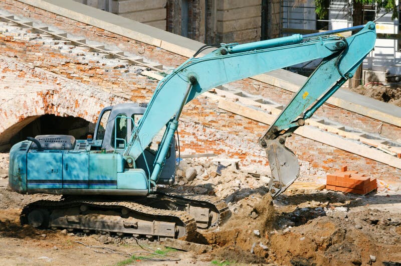 Operating excavator stock photo. Image of excavate, project - 25124118