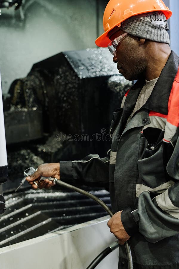 Operating Industrial Machine in Work Environment Stock Image - Image of ...