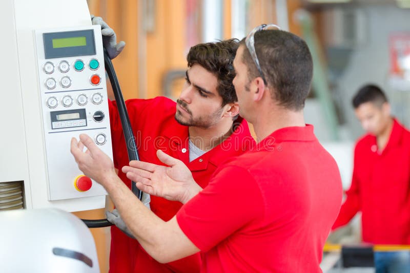 Operating Machine in Factory Workshop Stock Photo - Image of lathing ...