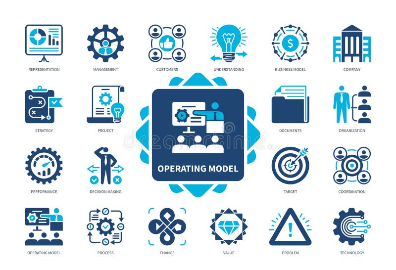 Operating Model Solid Icon Set Stock Illustration - Illustration of ...
