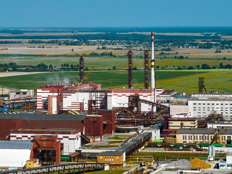 Operating Potassium Salt Mining Corporation among Fields Stock Image ...