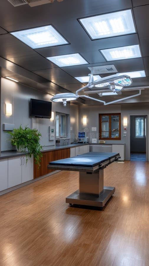 Operating Room Interior Featuring Surgical Table, Bright Overhead ...