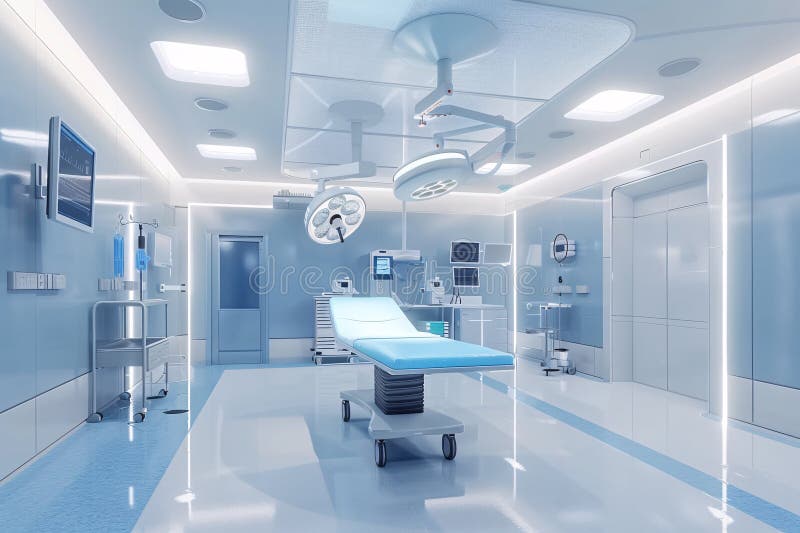 Operating Room in a White Hospital Stock Illustration - Illustration of ...
