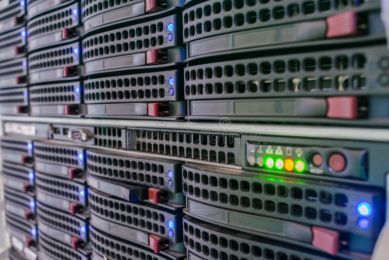 Operating Servers are Close-up. Technological Computer Background Stock ...