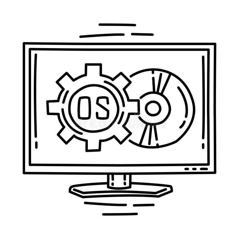 Operating System Computer Icon. Doodle Hand Drawn or Outline Icon Style ...
