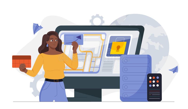 Woman Computer Programmer Stock Illustrations – 6,965 Woman Computer ...