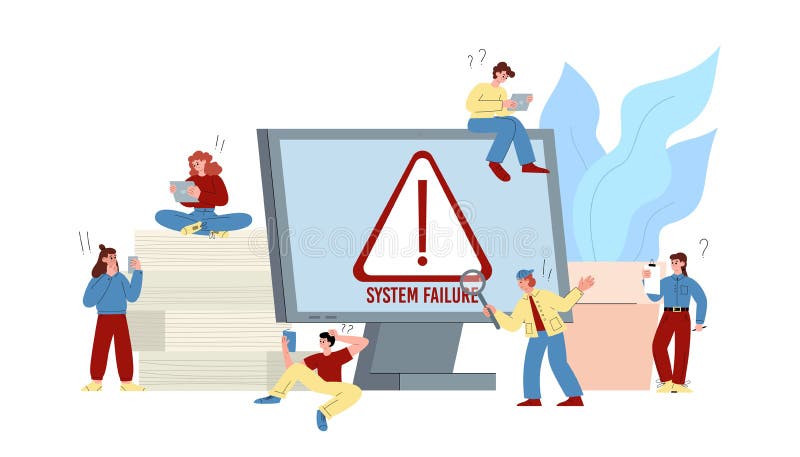 Operating System Failure or Error Banner, Flat Vector Illustration ...