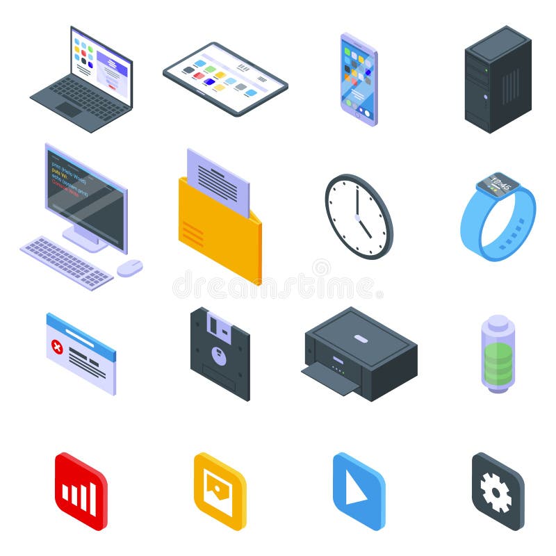 Operating System Icons Set Vector Flat Stock Vector - Illustration of ...