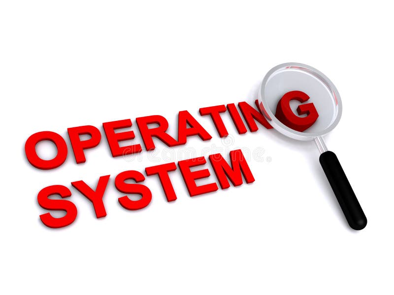 Operating System with Magnifying Glass on White Stock Illustration ...