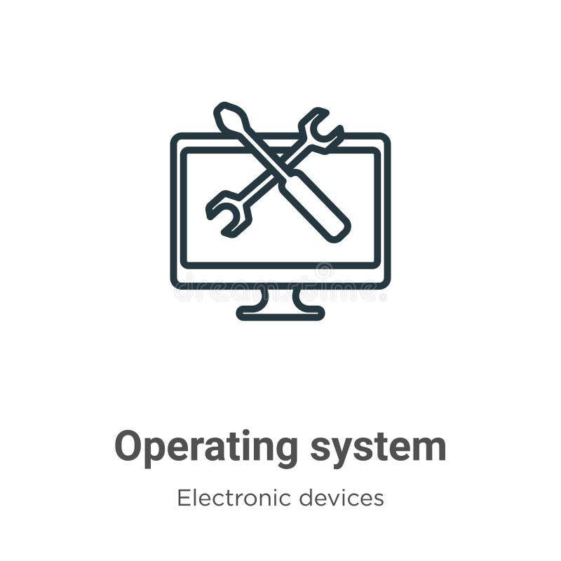 Operating System Outline Vector Icon. Thin Line Black Operating System ...