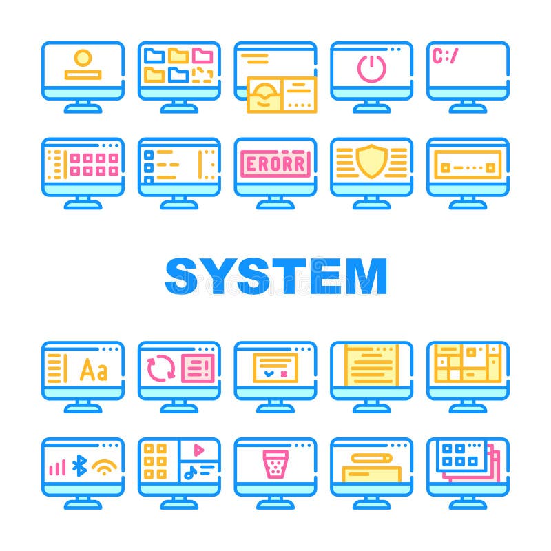 Operating System Pc Collection Icons Set Vector Stock Vector ...