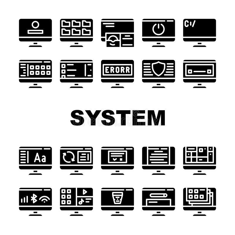 Operating System Pc Collection Icons Set Vector Stock Vector ...